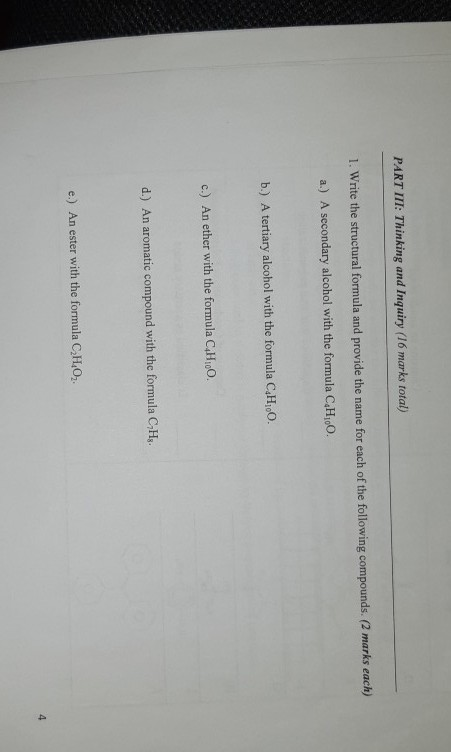 Solved PART III: Thinking and Inquiry (16 marks total) 1. | Chegg.com