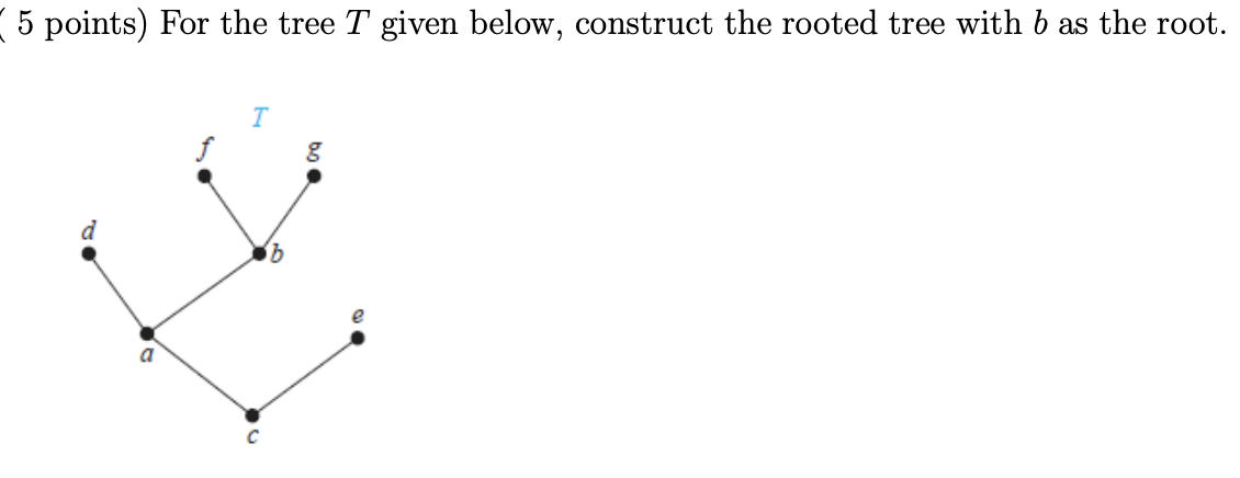 Solved ( 5 points) For the tree T given below, construct the | Chegg.com