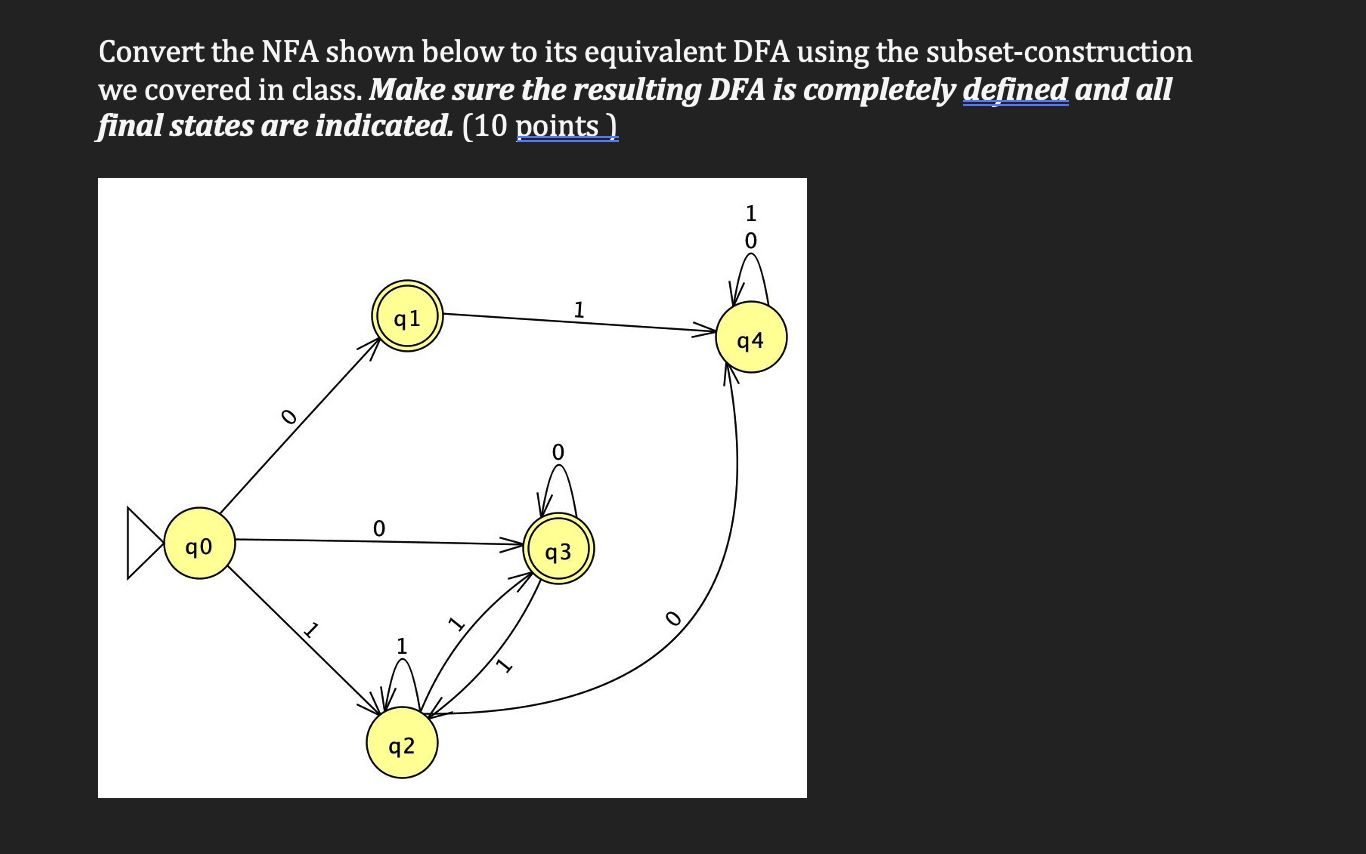 Solved Convert the NFA shown below to its equivalent DFA | Chegg.com