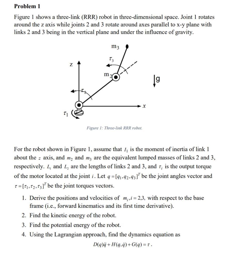 Solved Problem 1 Figure 1 shows a three-link (RRR) robot in | Chegg.com