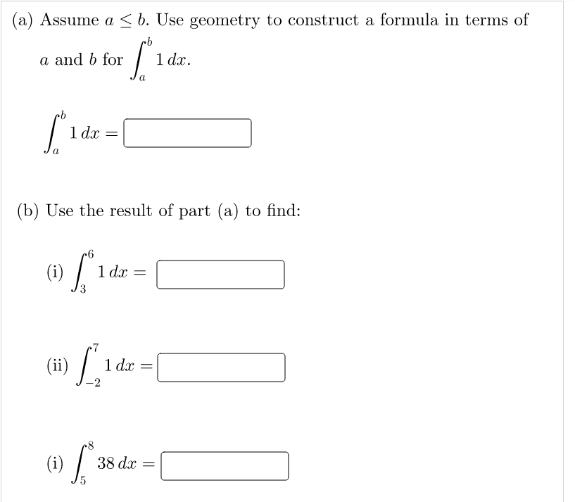Solved (a) Assume a≤b. Use geometry to construct a formula | Chegg.com