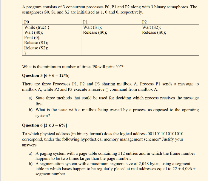 Solved A program consists of 3 concurrent processes P0, P1 | Chegg.com