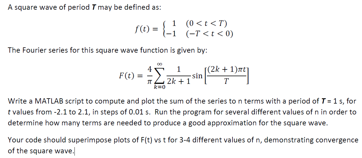 Solved A square wave of period I may be defined as: f(t) = 1 | Chegg.com
