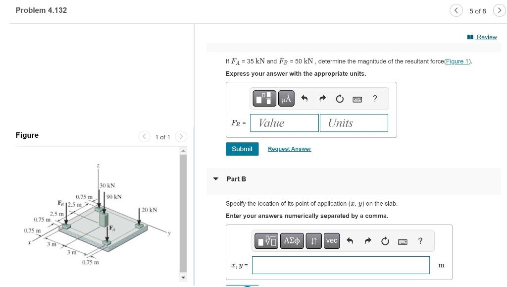Solved If FA=35kN and FB=50kN, determine the magnitude of | Chegg.com