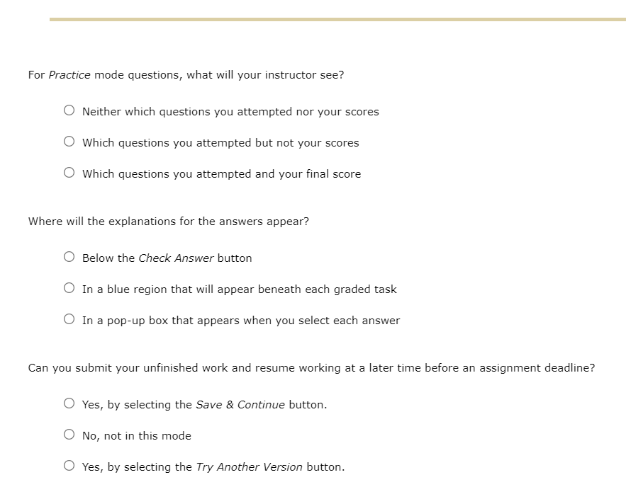 Solved For Practice mode questions, what will your | Chegg.com