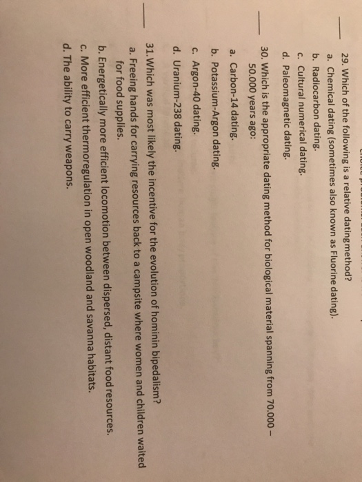 Solved Which of the following is a relative dating method? | Chegg.com