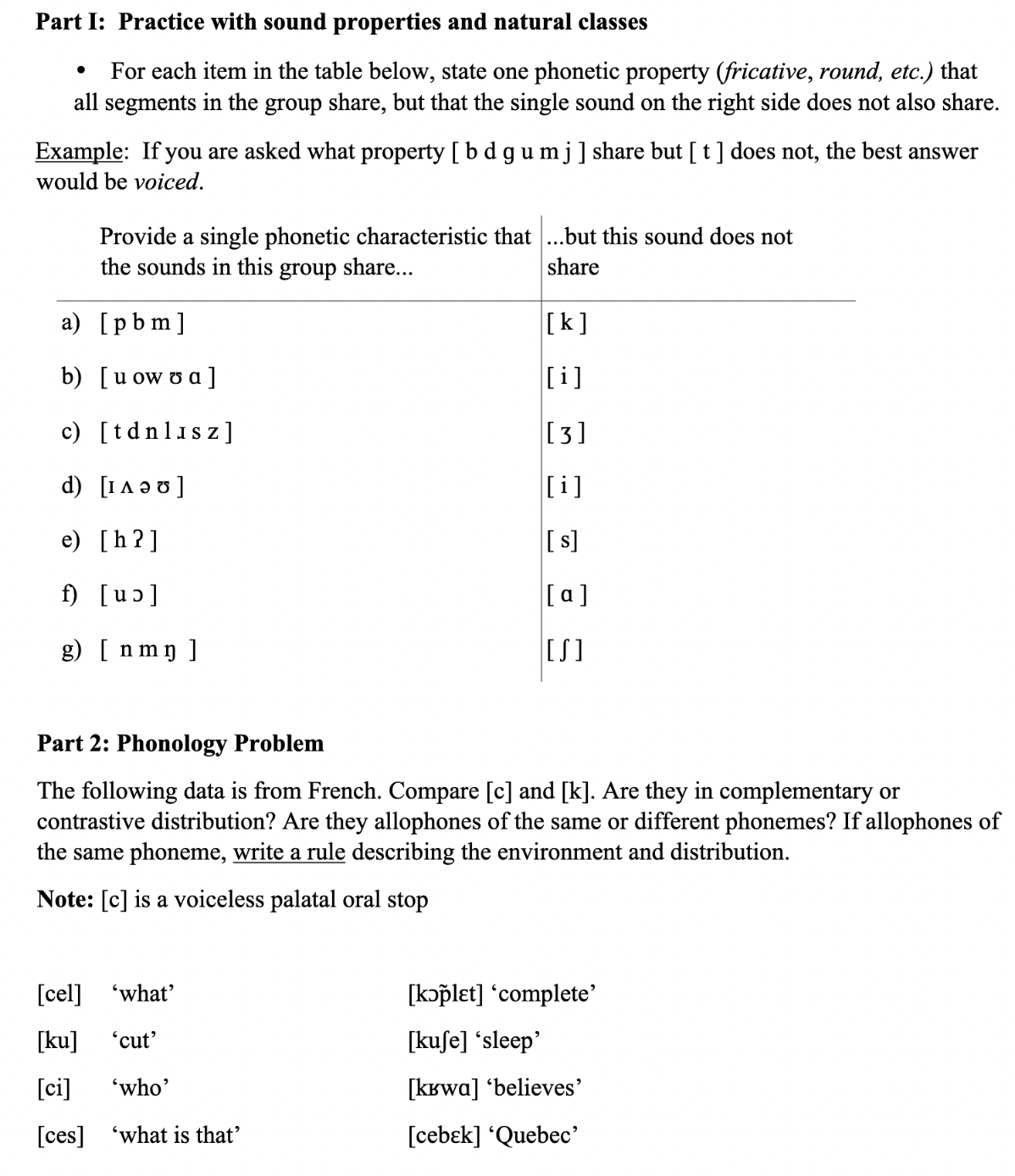 Part I: Practice with sound properties and natural | Chegg.com