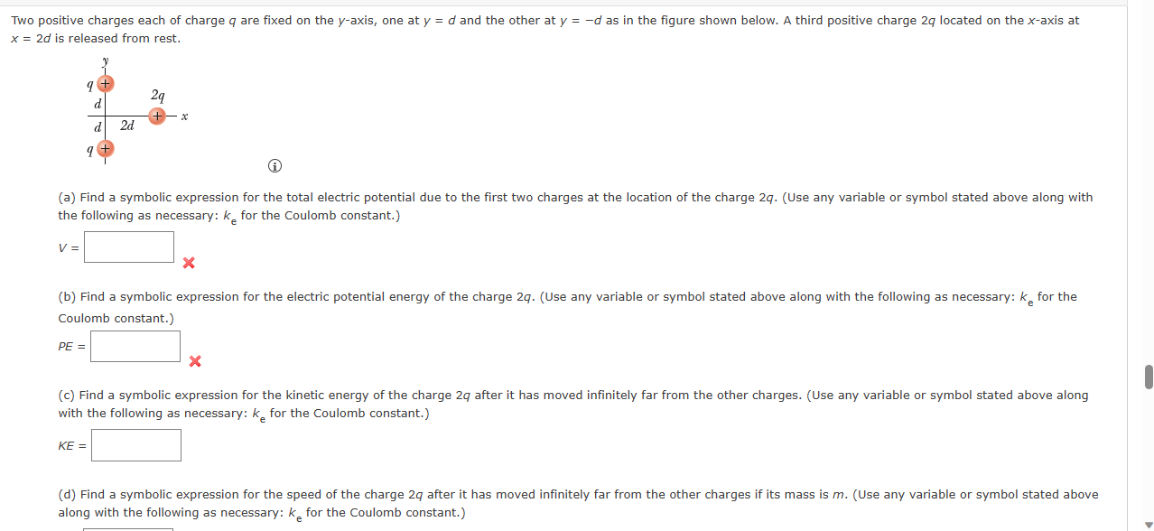 Solved Two positive charges each of charge q are fixed on | Chegg.com