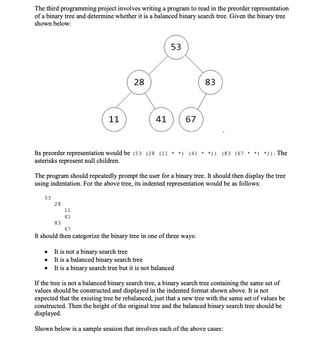 The third programming project involves writing a | Chegg.com