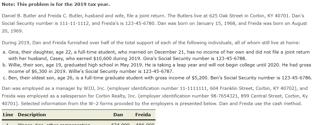 Solved Note: This problem is for the 2019 tax year. Daniel | Chegg.com