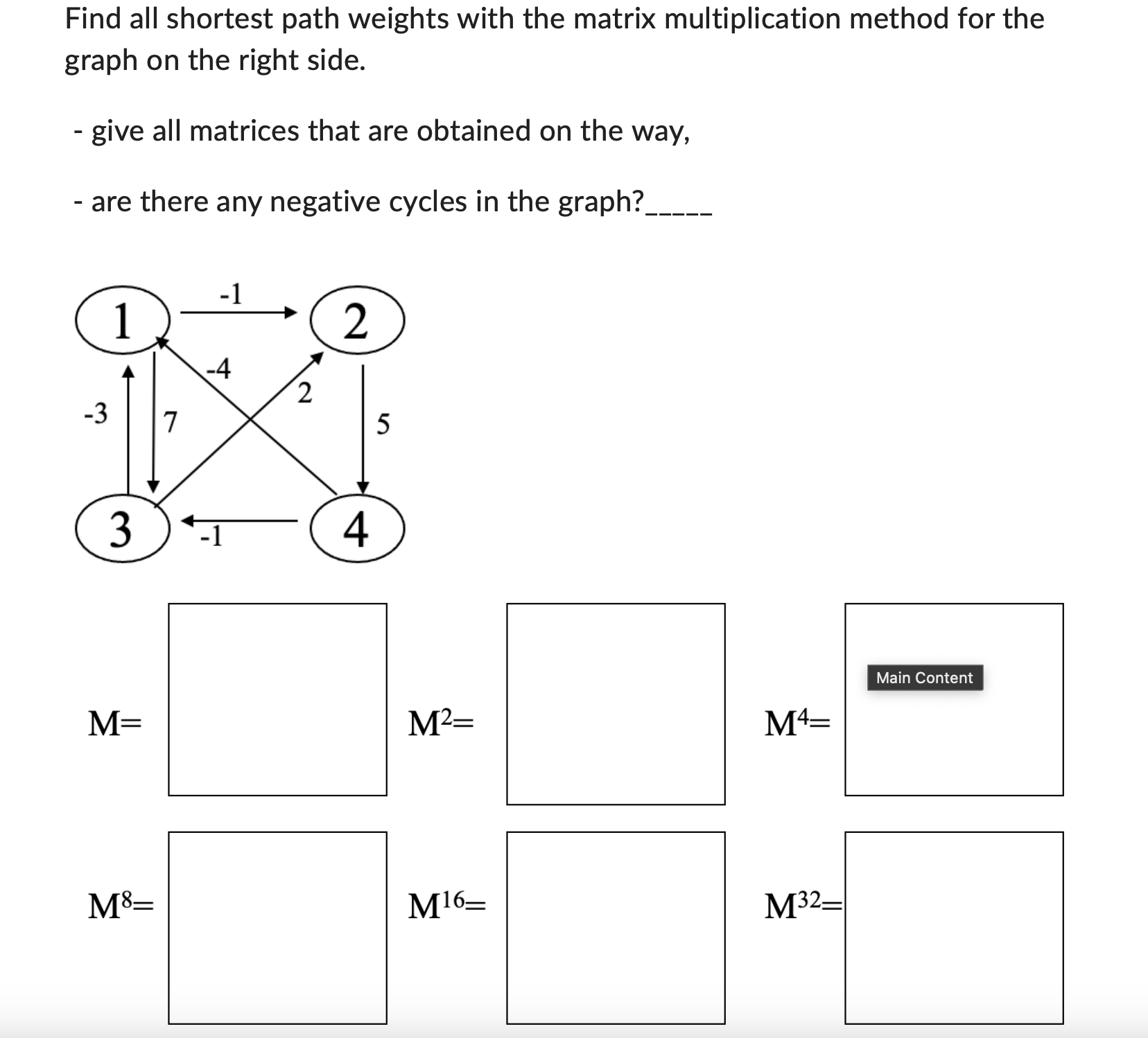Find all shortest path weights with the matrix | Chegg.com