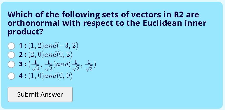 Solved Which of the following sets of vectors in R2 are | Chegg.com