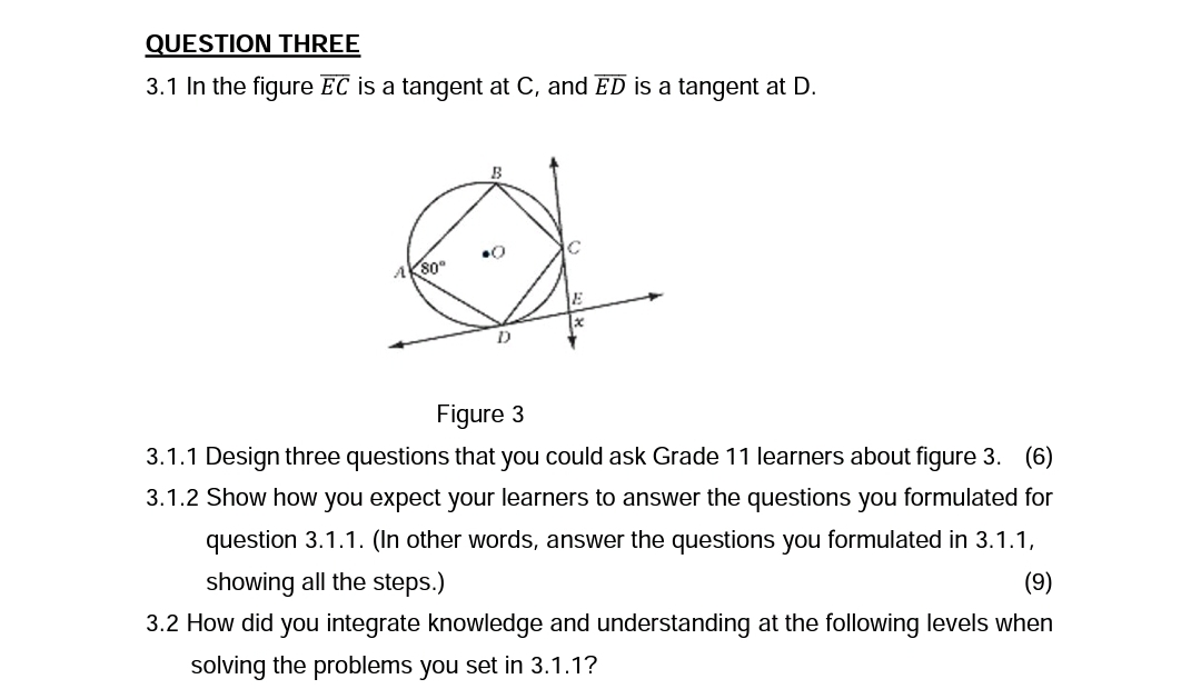 Solved QUESTION THREE 3.1 In the figure EC is a tangent at | Chegg.com