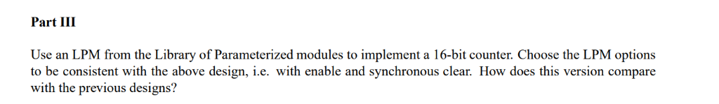 Part III Use an LPM from the Library of Parameterized | Chegg.com