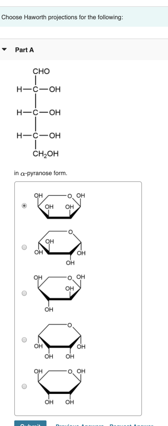 Solved Choose Haworth projections for the following: Part A | Chegg.com