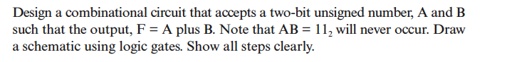 Solved Design a combinational circuit that accepts a two-bit | Chegg.com