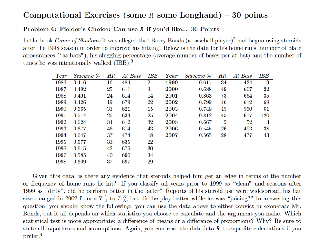 30 points Computational Exercises (some R some | Chegg.com