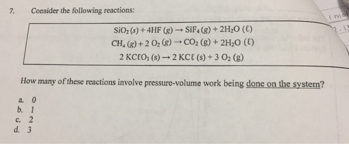 Solved 7. Consider the following reactions: SiO2 (s) +4HF | Chegg.com