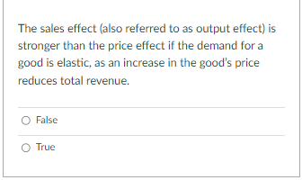 Solved The sales effect (also referred to as output effect) | Chegg.com