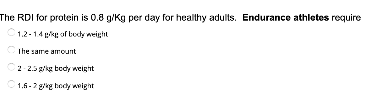 Solved The RDI for protein is 0.8 g/kg per day for healthy | Chegg.com