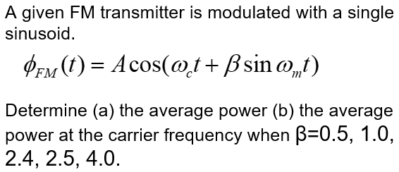 Solved A given FM transmitter is modulated with a single | Chegg.com