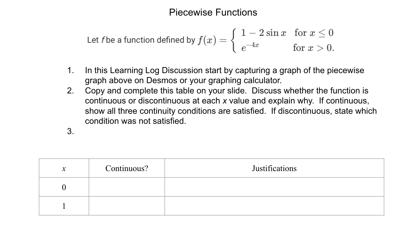 Solved Piecewise Functions Let f be a function defined by | Chegg.com