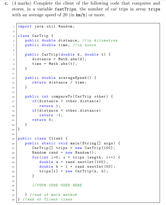Solved c. (4 marks) Complete the client of the following | Chegg.com