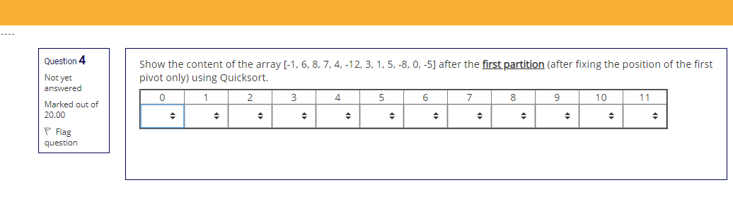 Solved Question 4 Show the content of the array [-1, 6, 8, | Chegg.com