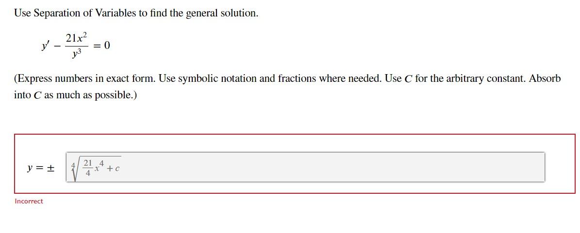 Solved Use Separation of Variables to find the general | Chegg.com