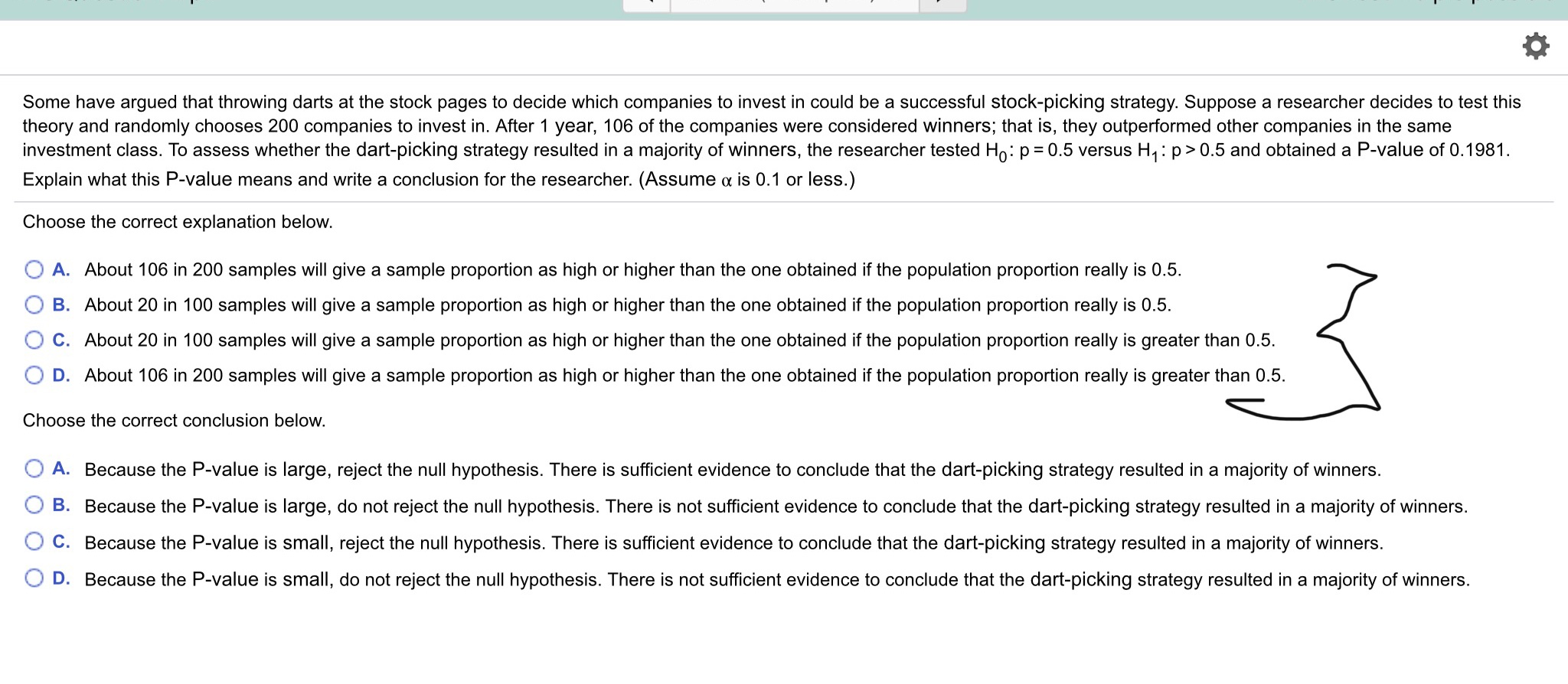 Solved Some have argued that throwing darts at the stock | Chegg.com