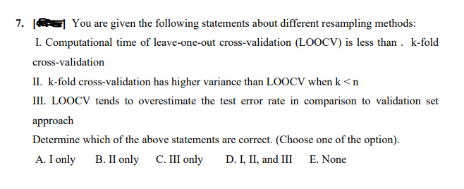 Solved 7. You are given the following statements about | Chegg.com