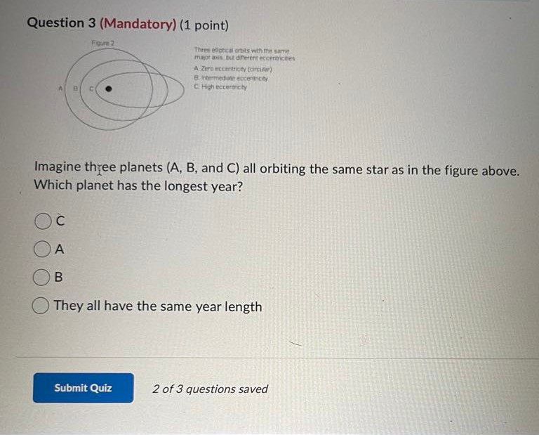 Solved Question 3 (Mandatory) (1 ﻿point)Three elptcal obts | Chegg.com