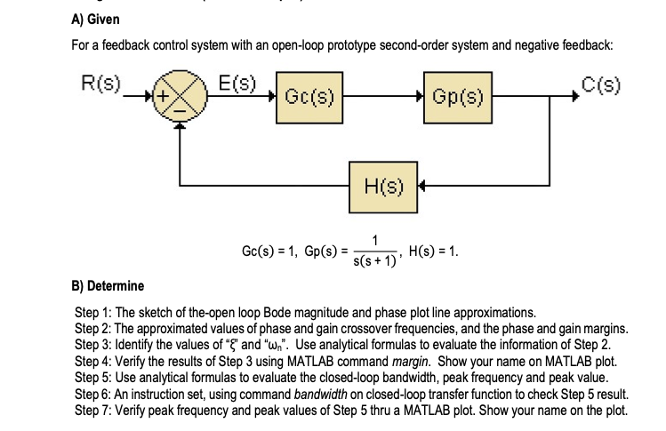 Solved A) Given For a feedback control system with an | Chegg.com
