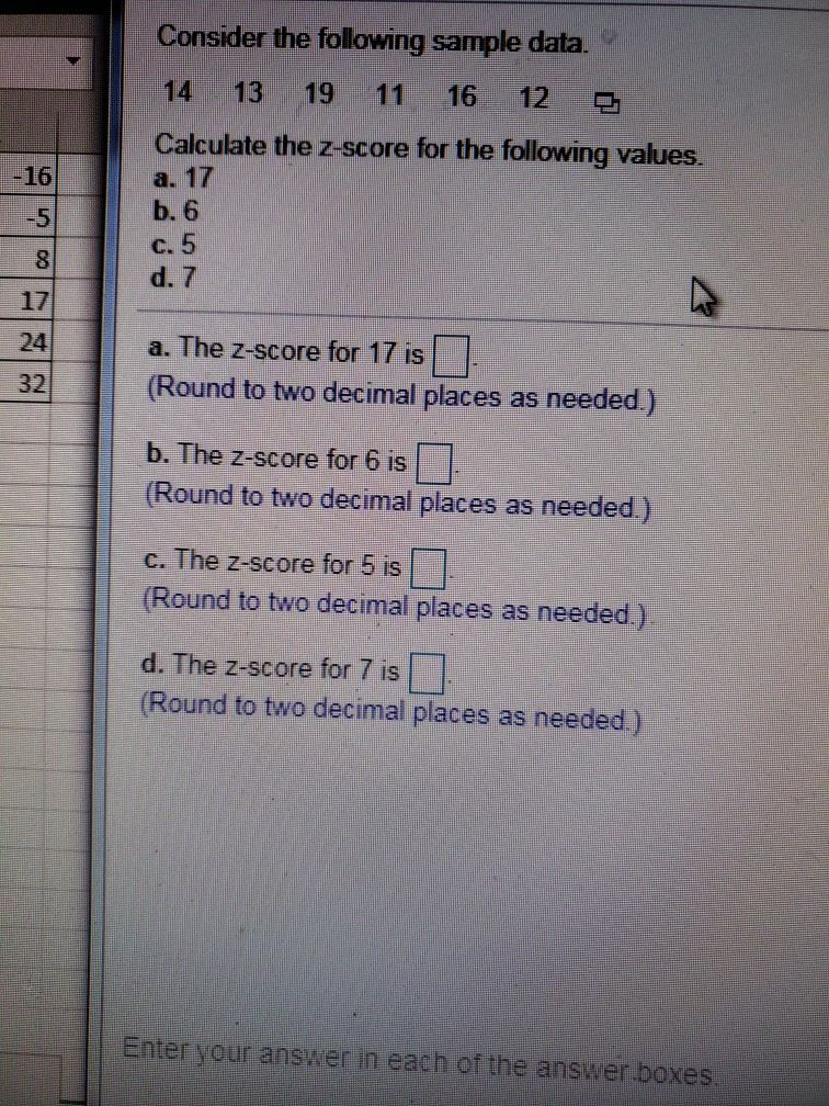 Solved Consider the following sample data. 14 13 19 11 16 12 | Chegg.com