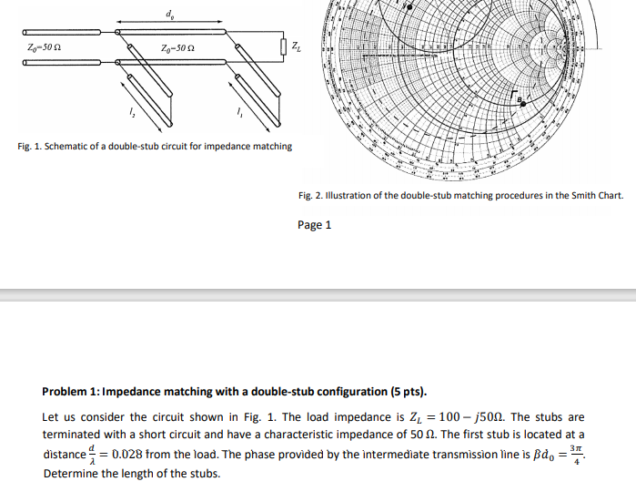 Impedance matching with a double-stub configuration | Chegg.com