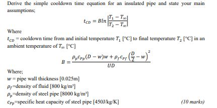 Solved Derive the simple cooldown time equation for an | Chegg.com