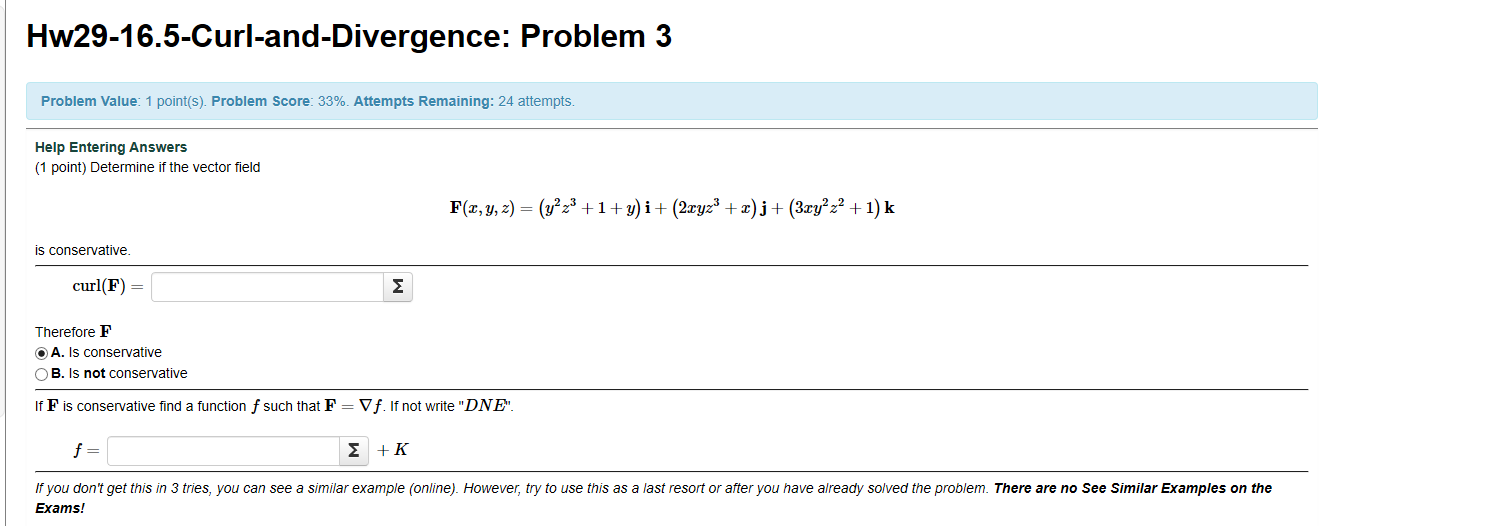 Solved Hw29-16.5-Curl-and-Divergence: Problem 3 Problem | Chegg.com Solved Hw29-16.5-Curl-and-Divergence: Problem 3 Problem | Chegg.com
