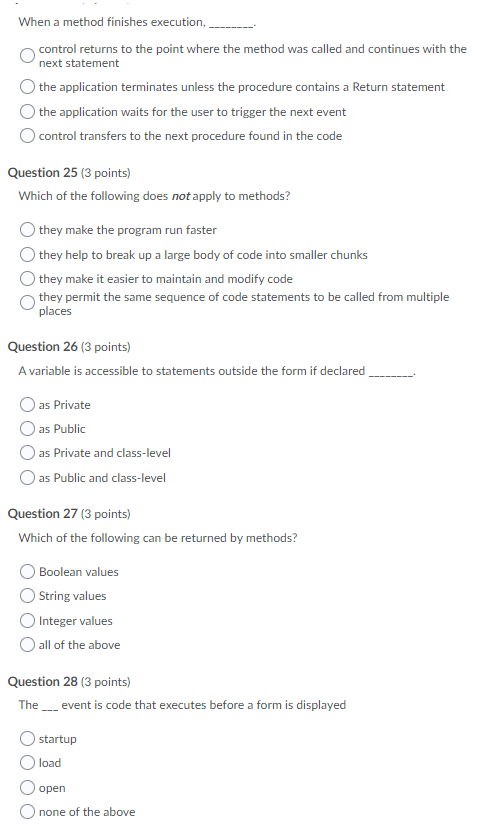 Solved When a method finishes execution, control returns to | Chegg.com