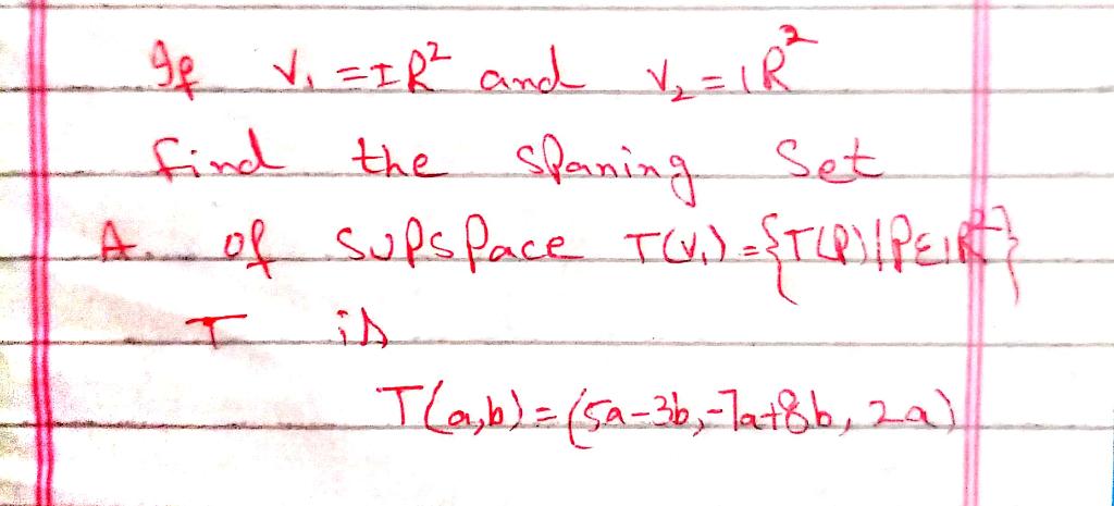 Solved If V1=IR2 and V2=RR2 find the spaning set A. of | Chegg.com