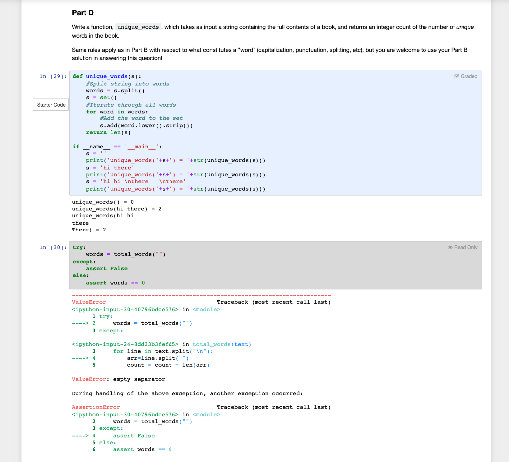 Solved Part D: Not sure why i am getting this assertion | Chegg.com