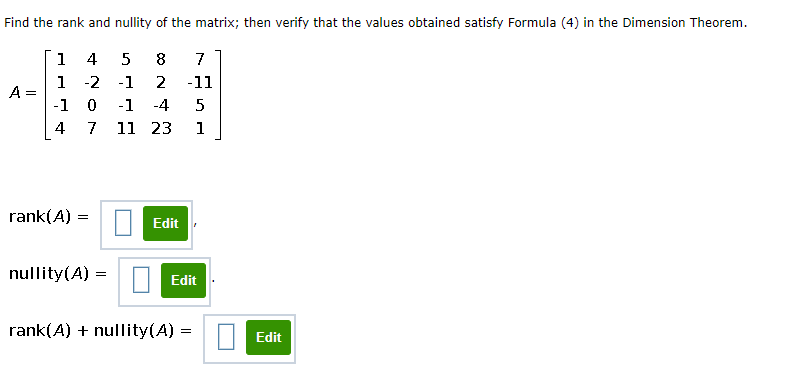 Solved Find the rank and nullity of the matrix; then verify | Chegg.com