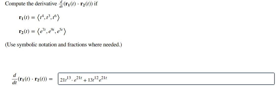 Solved Compute the derivative dtd(r1(t)⋅r2(t)) if | Chegg.com