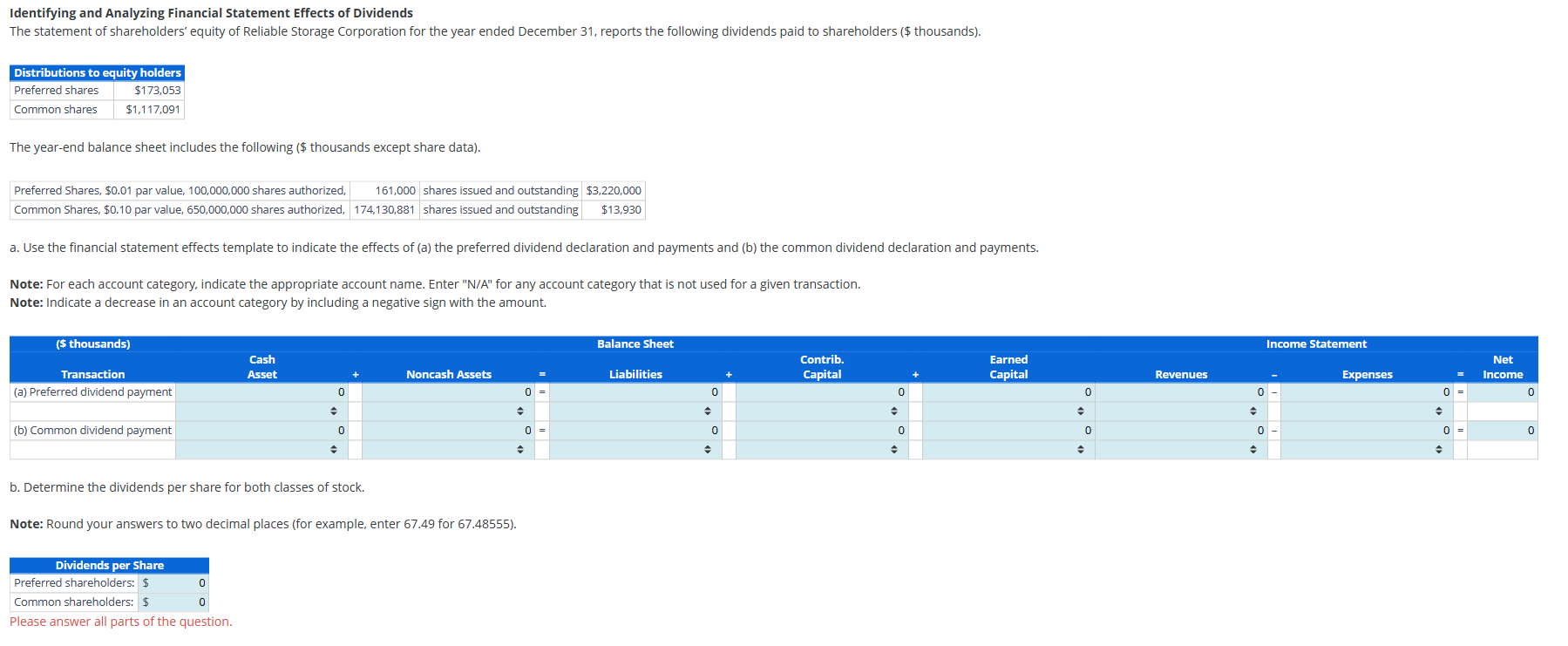 Solved Identifying and Analyzing Financial Statement Effects | Chegg.com