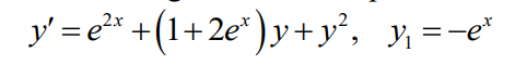 Solved y′=e2x+(1+2ex)y+y2,y1=−ex | Chegg.com