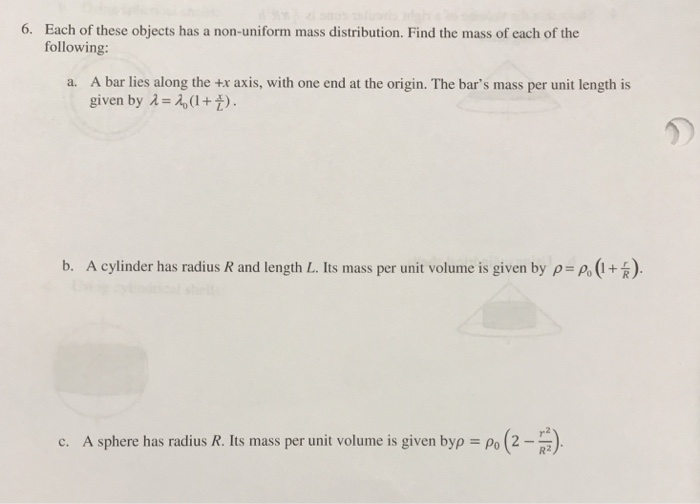 Solved Each of these objects has a non-uniform mass | Chegg.com