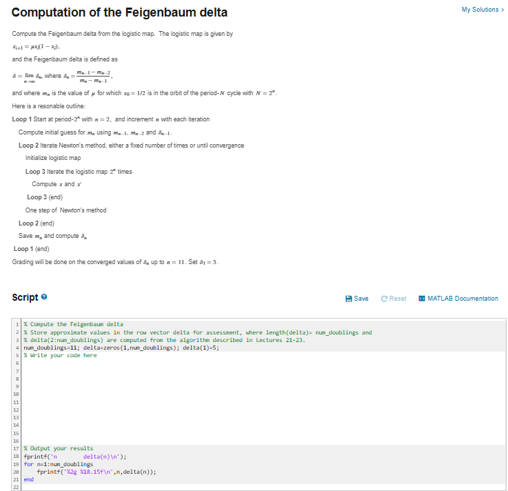 Solved Computation of ﻿the Feigenbaum deltaCompute the | Chegg.com