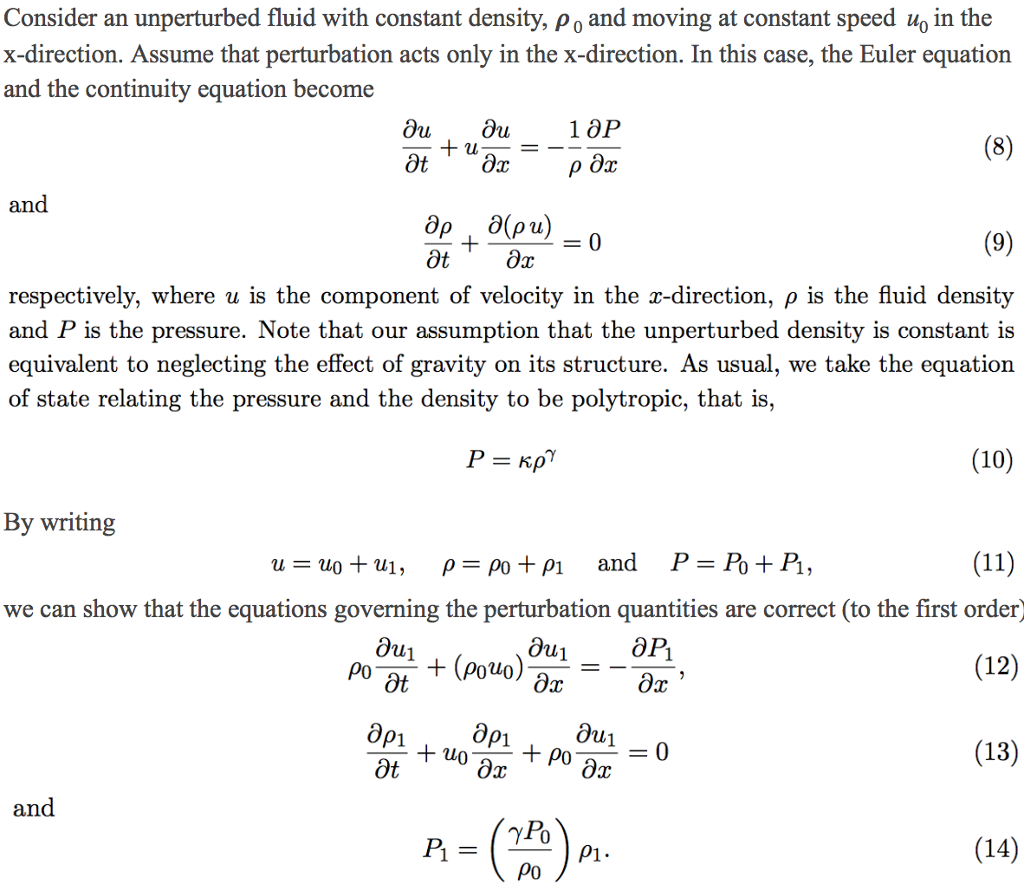Consider an unperturbed fluid with constant density, | Chegg.com