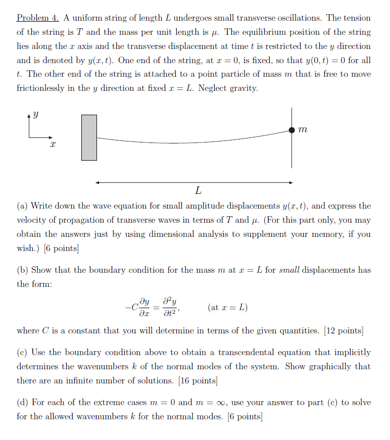 Solved Problem 4. A uniform string of length \\( L \\) | Chegg.com