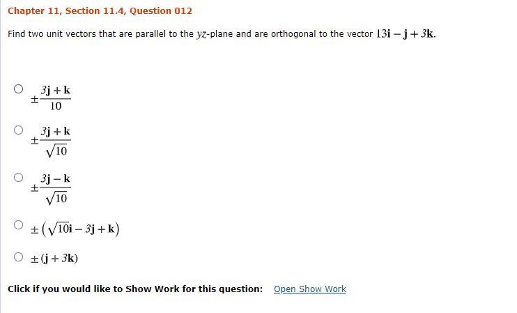 Solved Chapter 11, Section 11.4, Question 012 Find two unit | Chegg.com