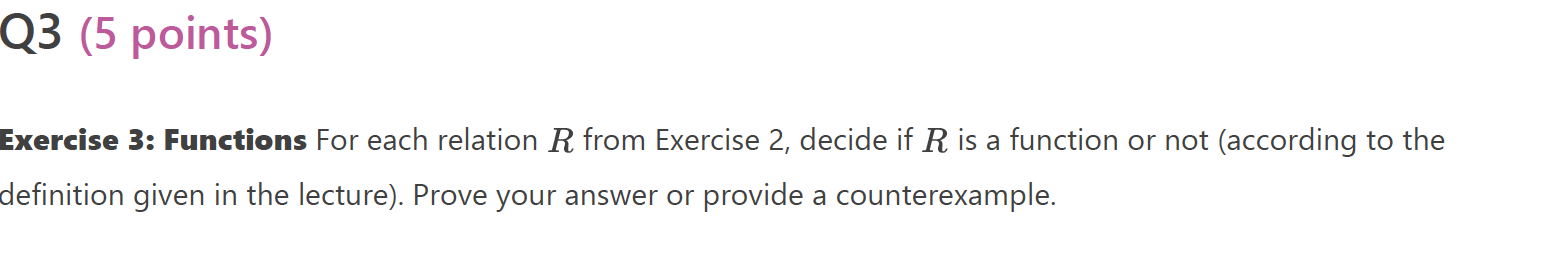 Solved Exercise 3: Functions For each relation R from | Chegg.com